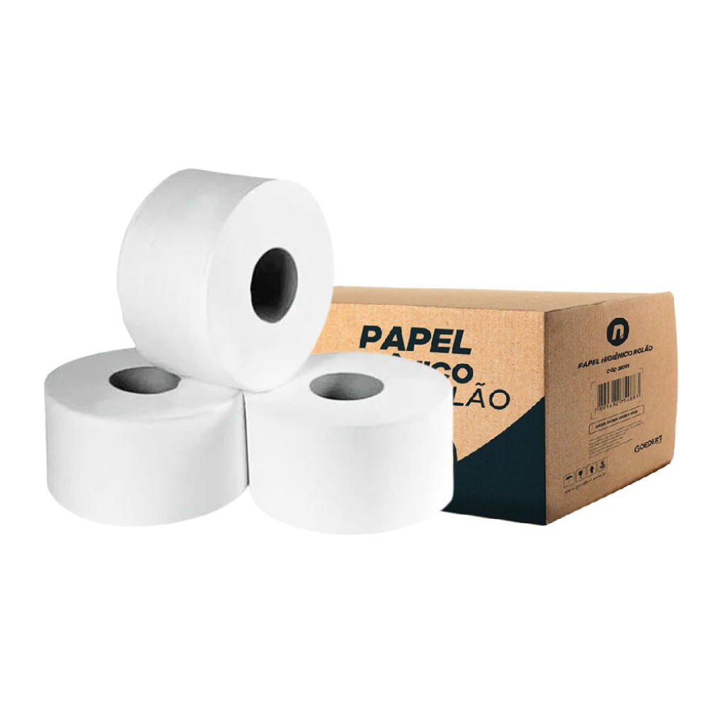Papel Higiênico Rolo Industrial 300 metros Grande Caixa 8 Rolos ...