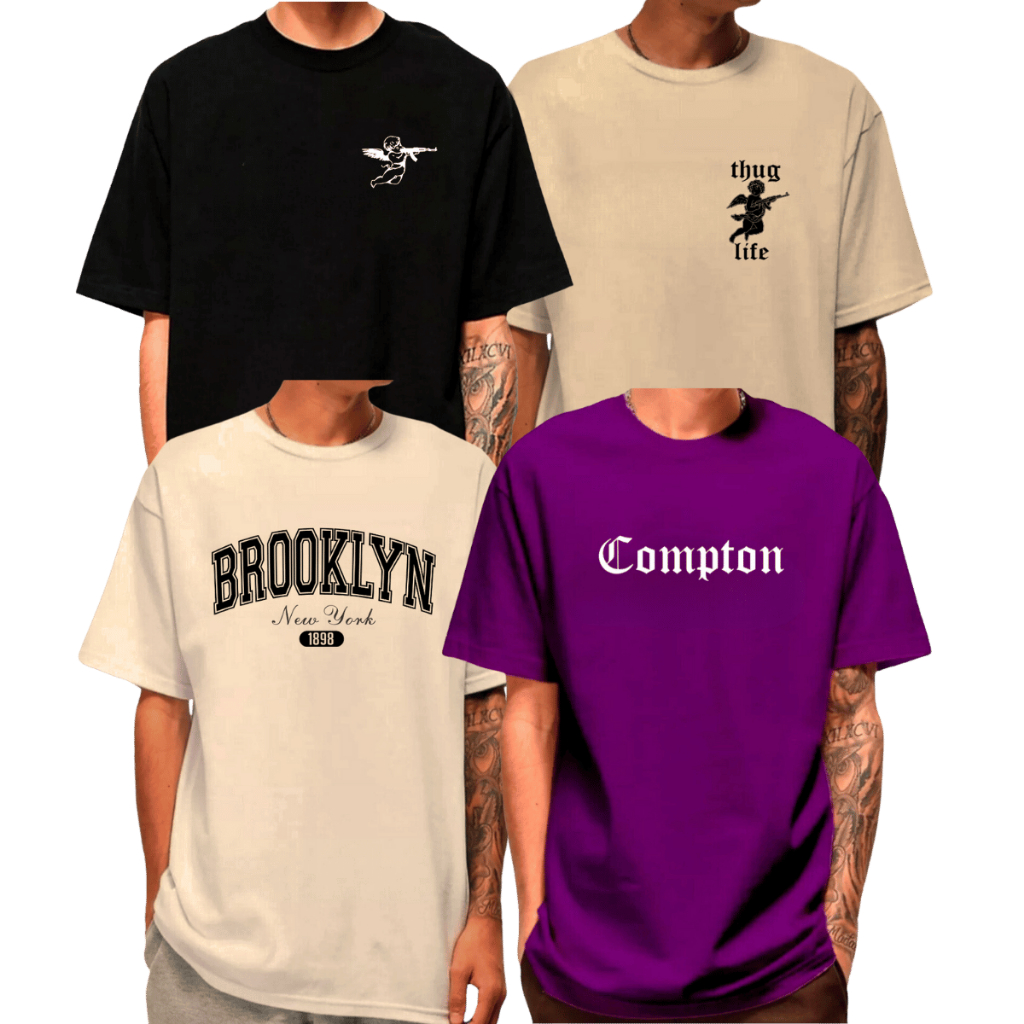 Kit 4 Camiseta Streetwear Brooklyn 1986 of Compton 100% Algodão ...