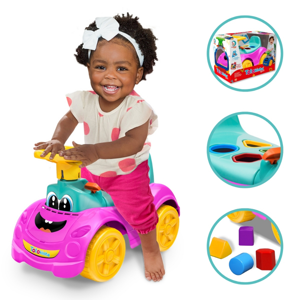 Carrinho de Bebê - Totokinha Rosa Menina Com Monta Monta Totoka ou Azul ...