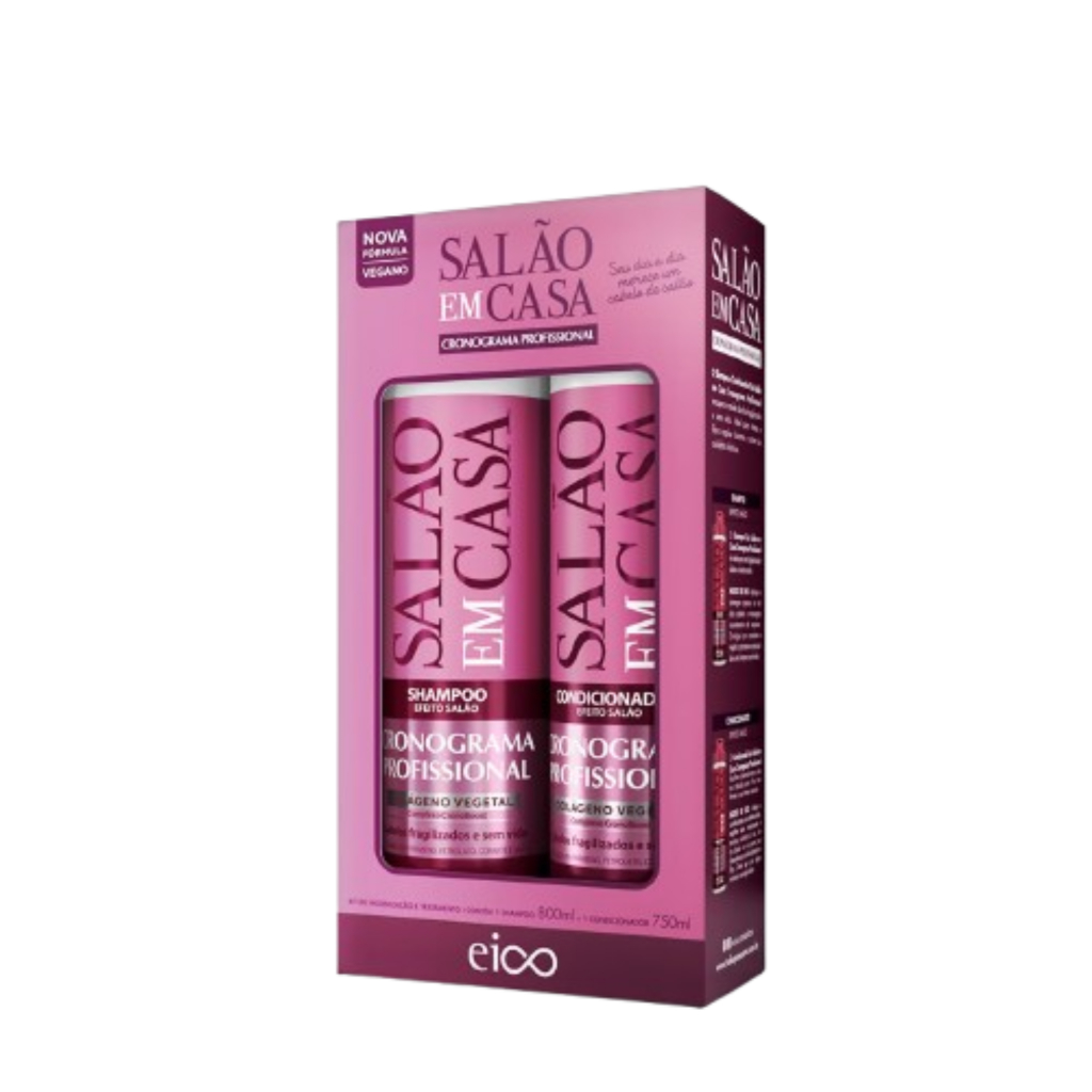 Eico Salão em Casa Kit Cronograma Profissional (Shampoo 800 ml, Condicionador 750 ml) | Shopee ...