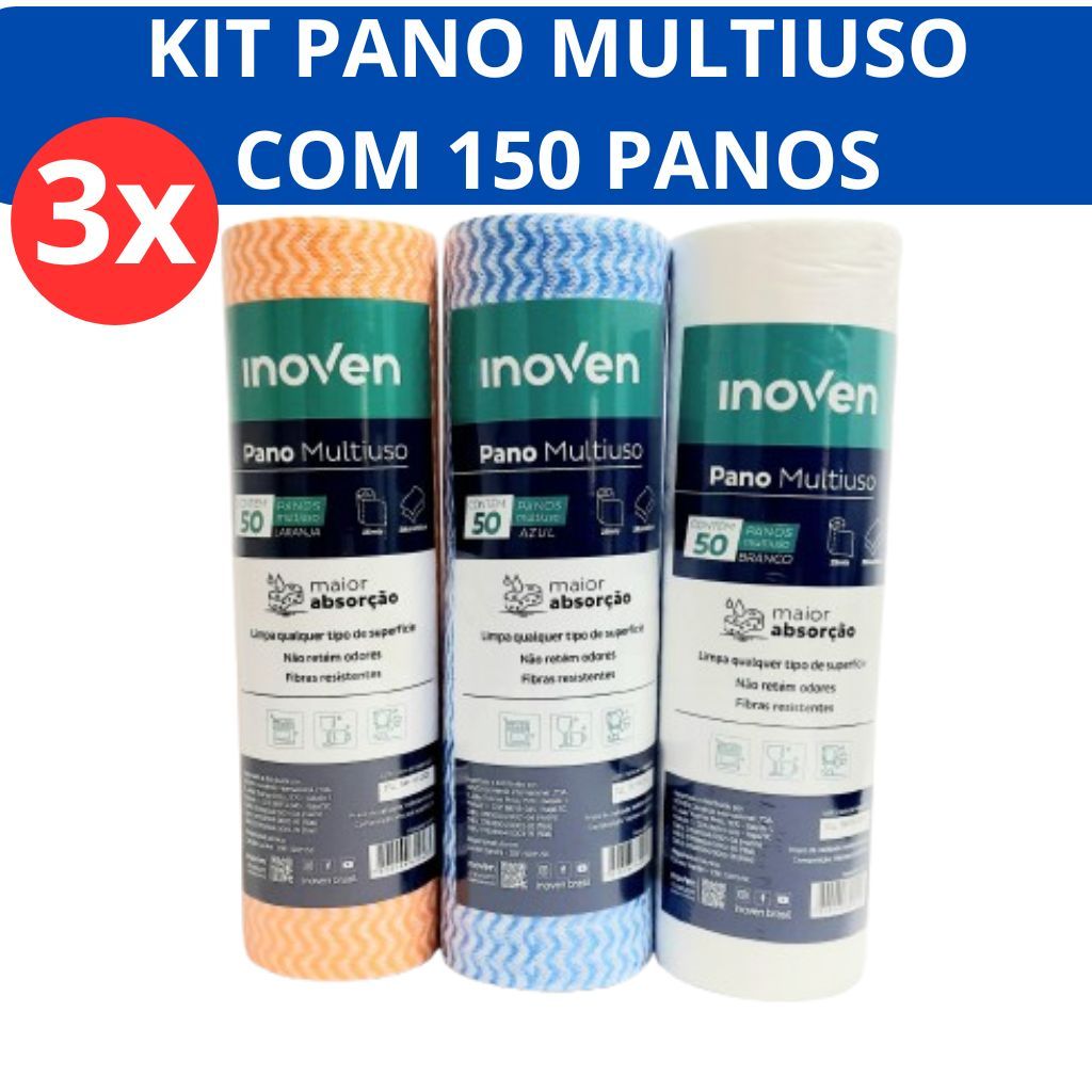 Pano Multiuso de Limpeza Tipo Perfex Kit com 3 Rolos | Shopee Brasil