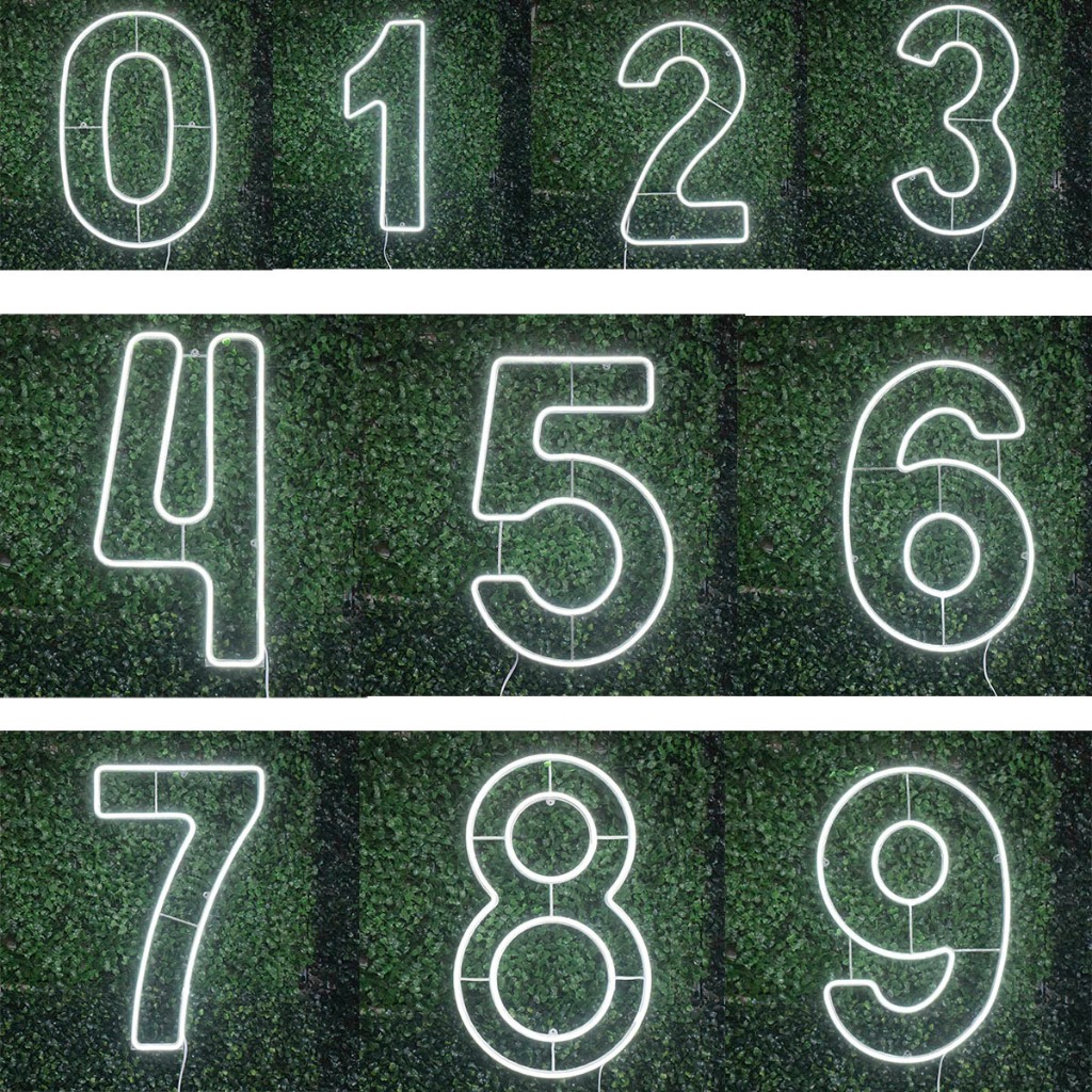 Luminária led neon - Kit 10 números - do 0 ao 9 com pés para chão ...