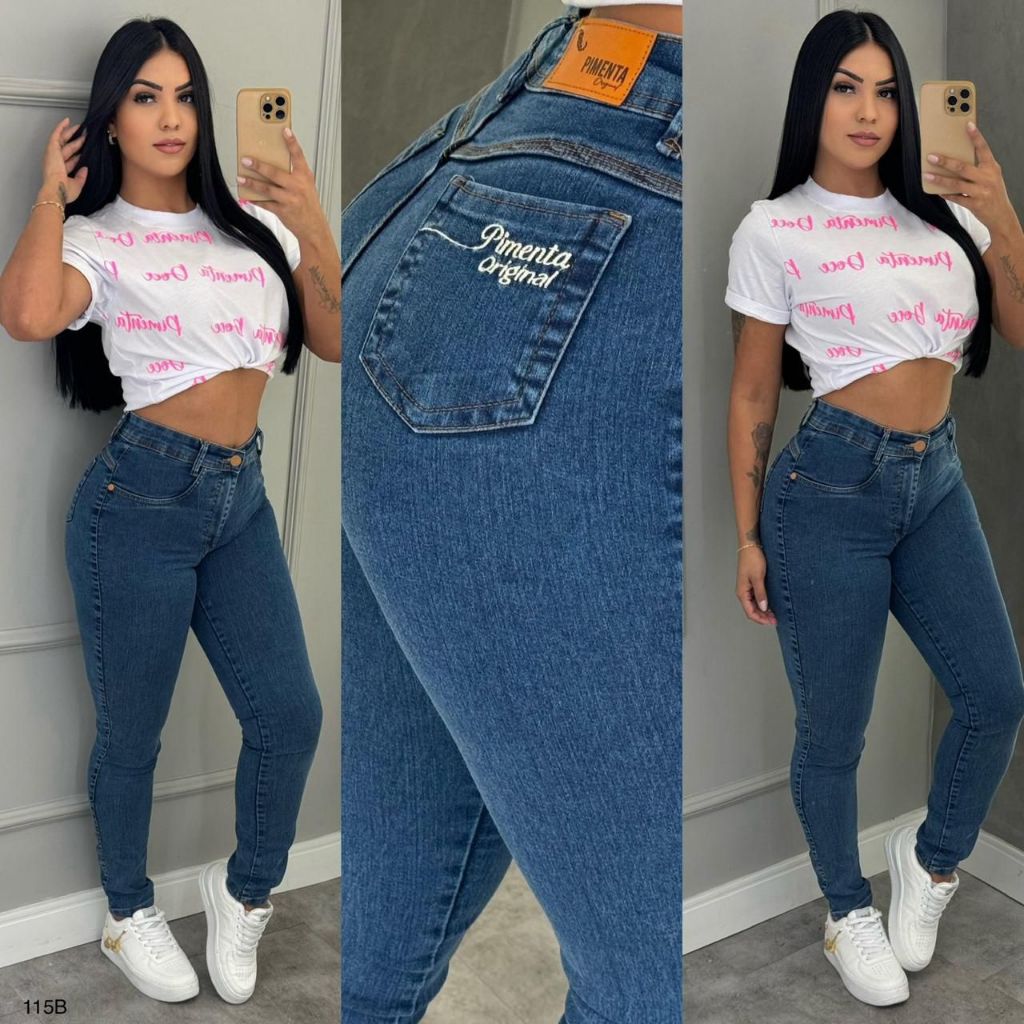 Calça Skinny Sal E Pimenta Jeans Feminina Coladinha Cintura Alta ...