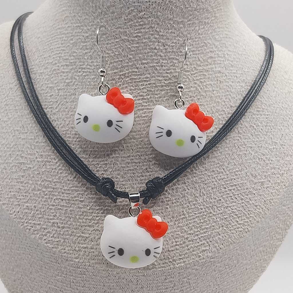 Conjunto Colar E Brinco Hello Kitty Acessórios Infantis | Shopee Brasil