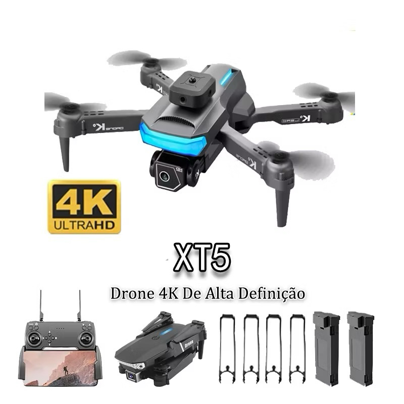 Drone Xt5/S132 Dobrável Pro Camera 4k Com 2 Bateria Wi-fi Pro Fullhd 2 ...