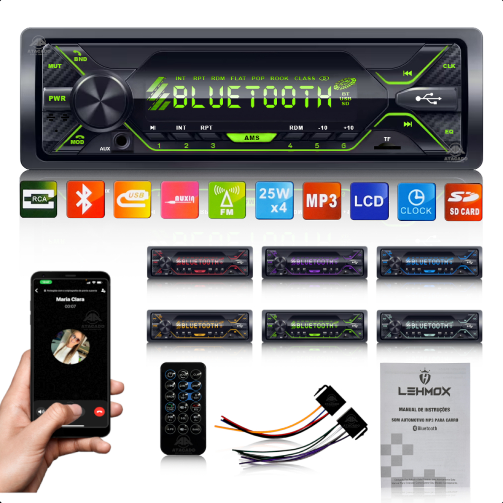 Aparelho De Som Automotivo Usb Sd Mp3 Bluetooth Radio de Carro compatível com controle JBL ...
