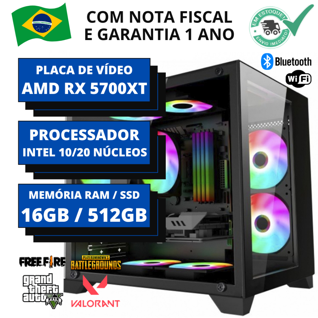 PC Gamer INTEL 10/20 NÚCLEOS / RX 5700 XT RX 580 / MEMÓRIA 16GB DDR4 ...