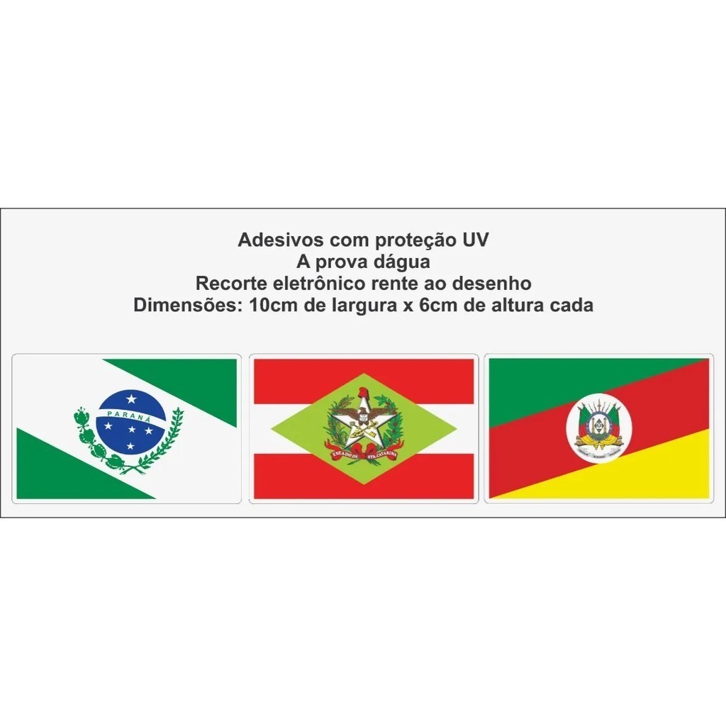 Adesivo bandeiras Parana Santa Catarina e Rio Grande do Sul Região Sul ...