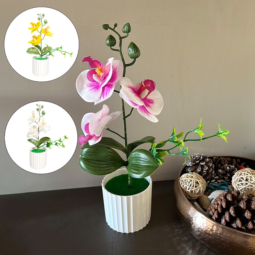 Flores Artificiais Realistas Phalaenopsis com Vaso para Decoração ...
