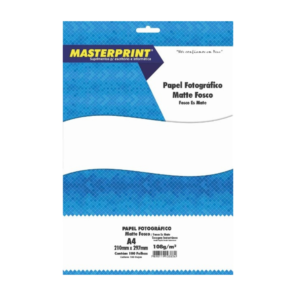 Papel Fotográfico Matte Fosco A4 108g 100 Folhas - Masterprint | Shopee Brasil