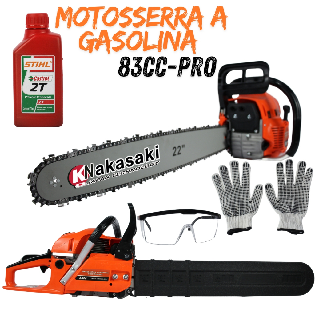 Motosserra a Gasolina Profissional 83cc Moto Serra Motoserra 3.5HP Com Oleo Sthil Stihl Sabre 20 ...