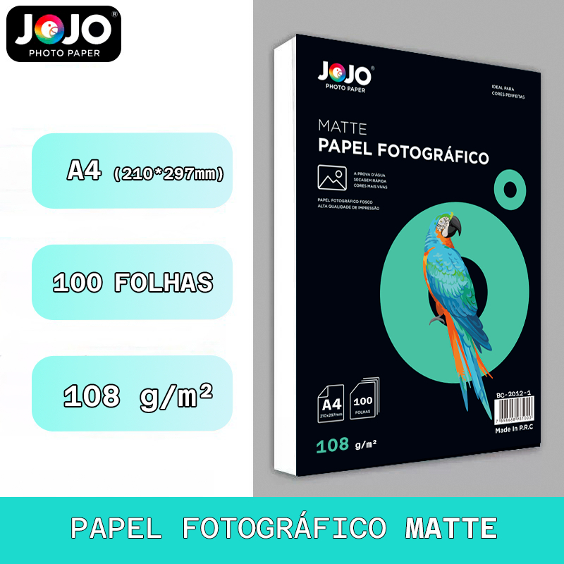 100 Folhas Papel Fotográfico Matte Fosco 108g A4 Premiun JOJO (SEM ADESIVO) | Shopee Brasil