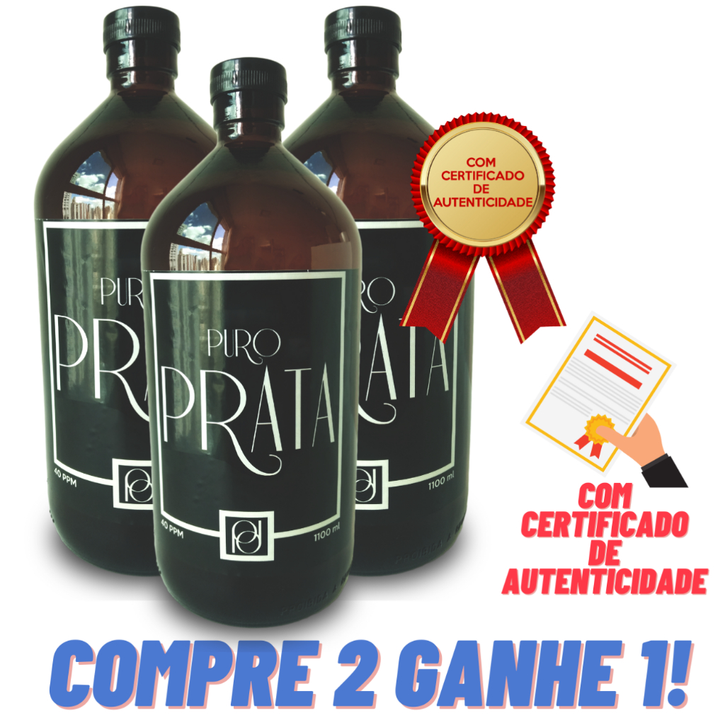 Prata Coloidal 40ppm 3 Litros (3300ml) Puro Prata Água de Prata ...