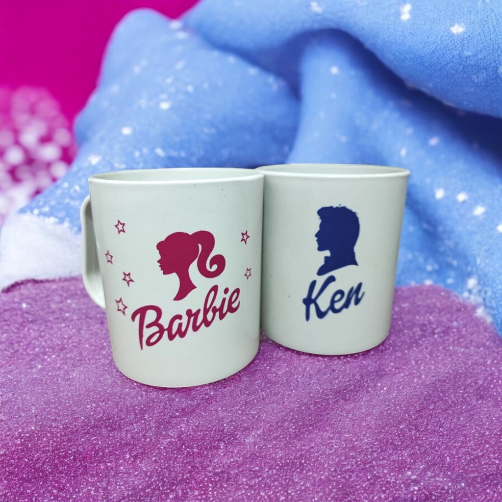 Kit 30 canecas 15 BARBIE +15 KEN - kit 15 und de cada plasticas ...