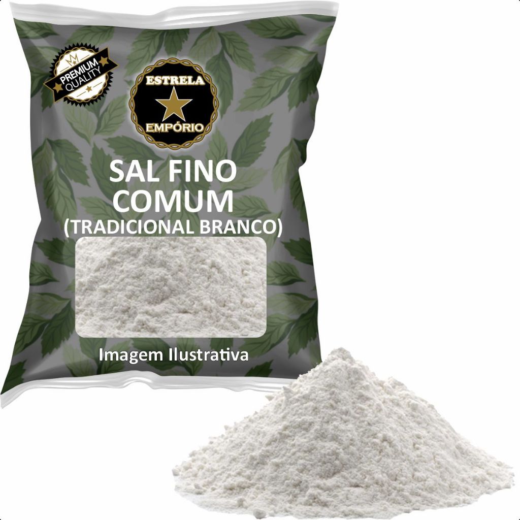 Sal Fino Comum / Refinado (Tradicional Branco) 1Kg | Shopee Brasil
