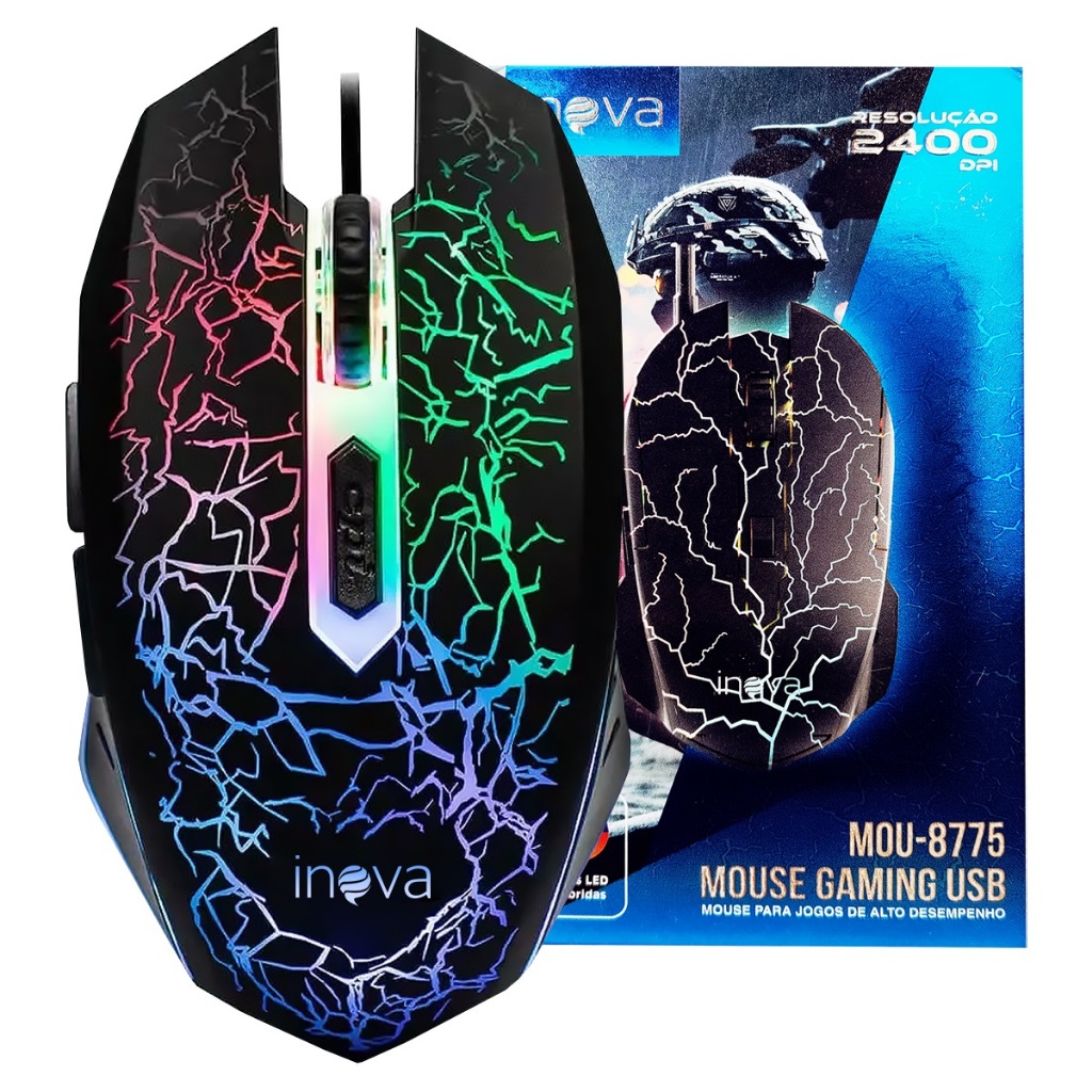 Mouse Gamer com fio 6 Botões 2400DPI Original Inova | Shopee Brasil