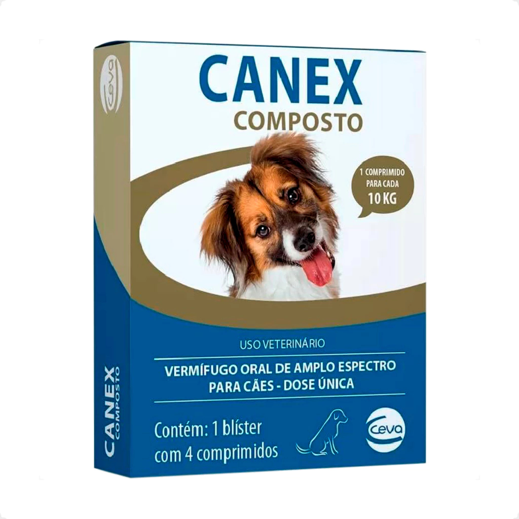 Canex Composto Ceva Vermifugo para Cães 10 kg - 4 Comprimidos | Shopee ...