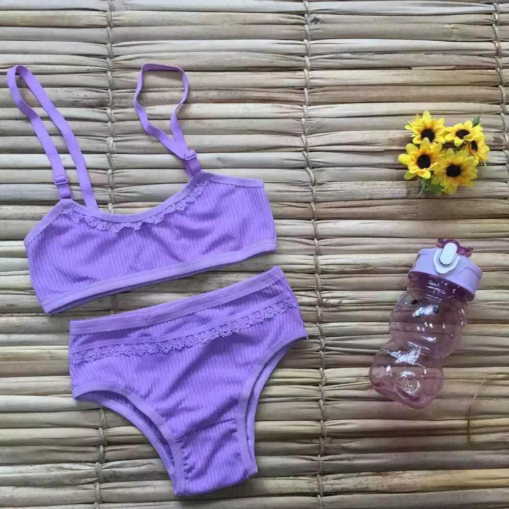 KIT 2 Conjunto Infantil Canelado Top e Calcinha em Algodão Infanto ...