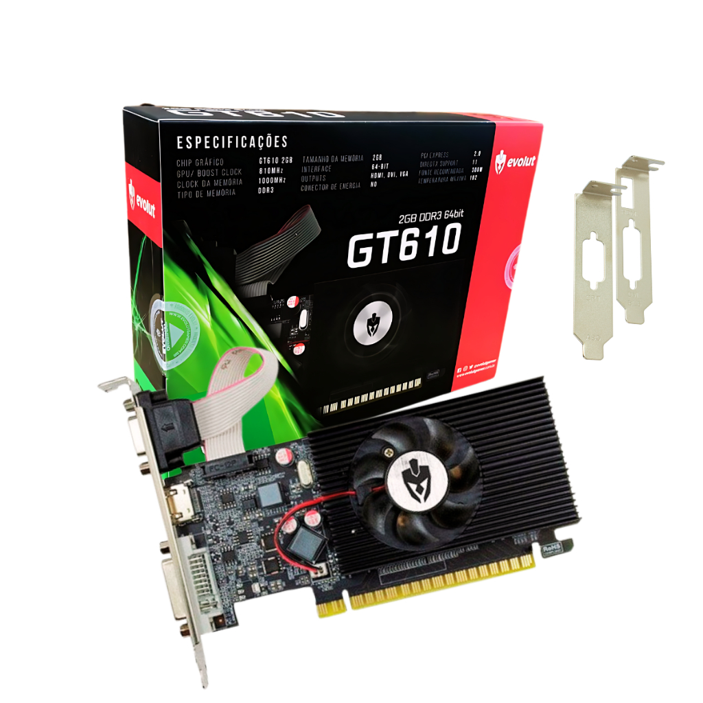Placa De Vídeo Evolut Geforce Gt610 2gb Ddr3 Dvi/hdmi/vga | Shopee Brasil