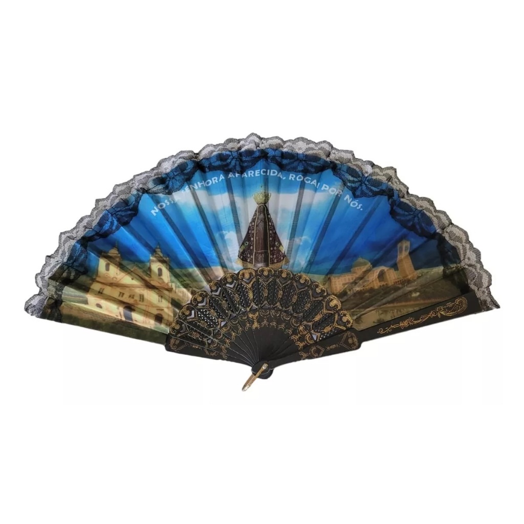 Leque Espanhol Rendado em Tecido Nossa Senhora Aparecida Religioso ...