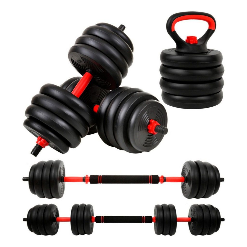 Kit Halteres 6 em 1 Peso Musculação até 40kg Ajustável Preto | Shopee ...
