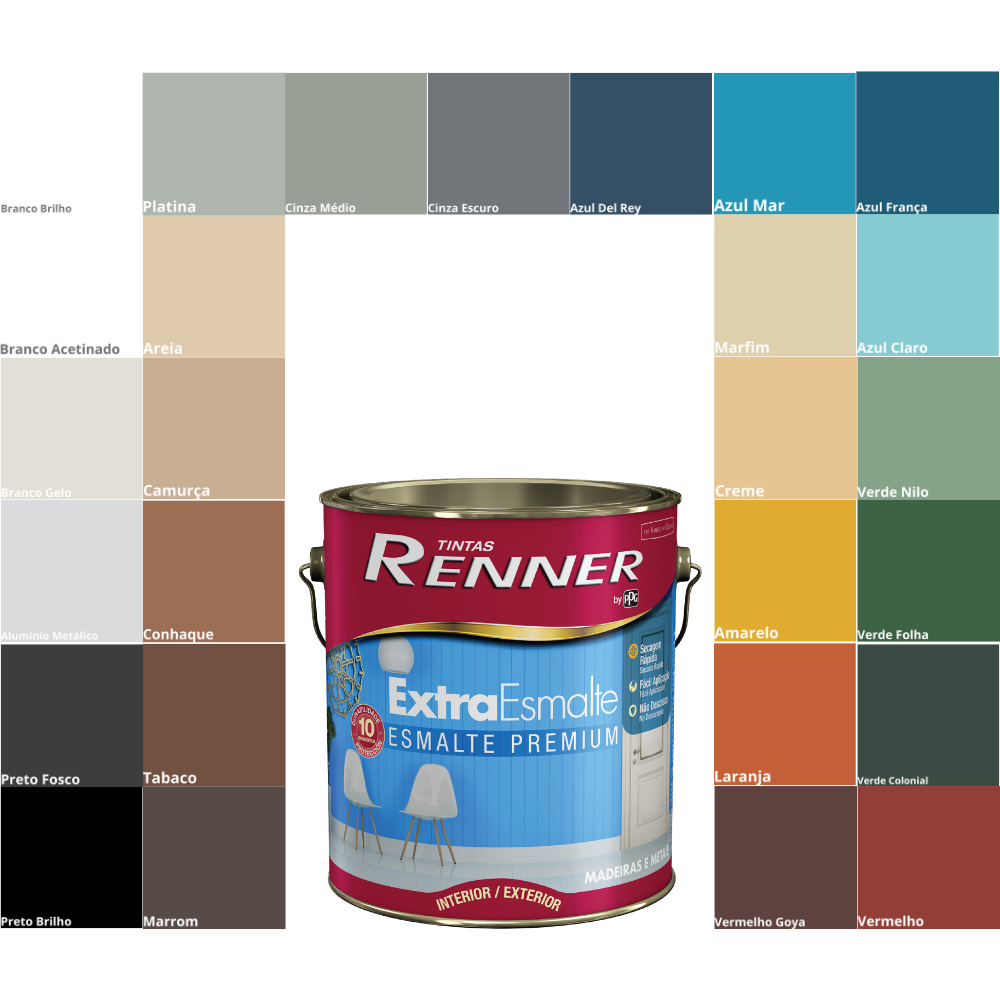 TINTA ESMALTE PREMIUM MADEIRAS E METAIS 3.6L - DIVERSAS CORES - RENNER ...