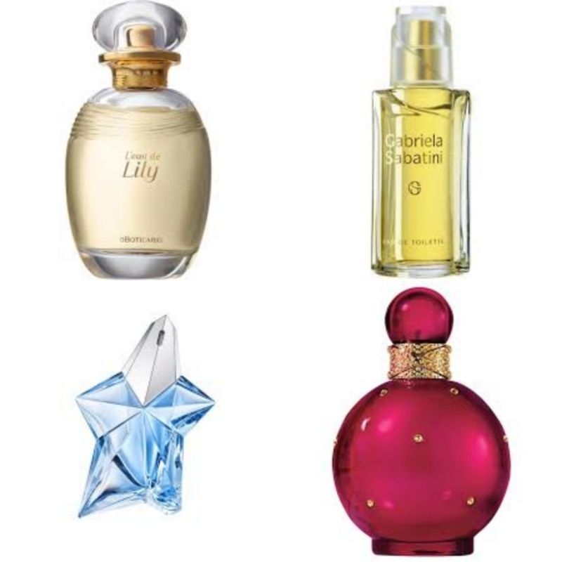 kit mulher 04 perfumes Lily,Gabriela,Angel e Fantasy | Shopee Brasil