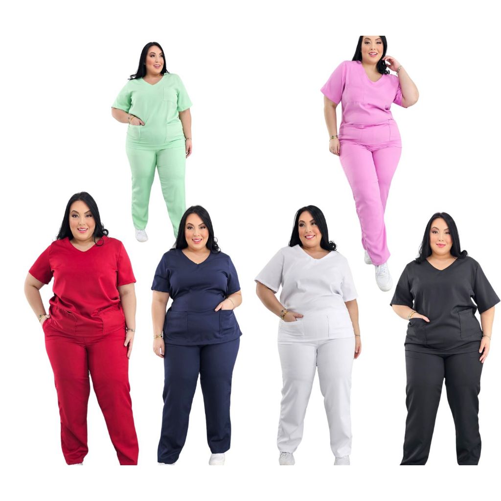 Kit 2 e Kit 3 Pijamas Scrubs Feminino Trabalho Veterinária Conjunto ...