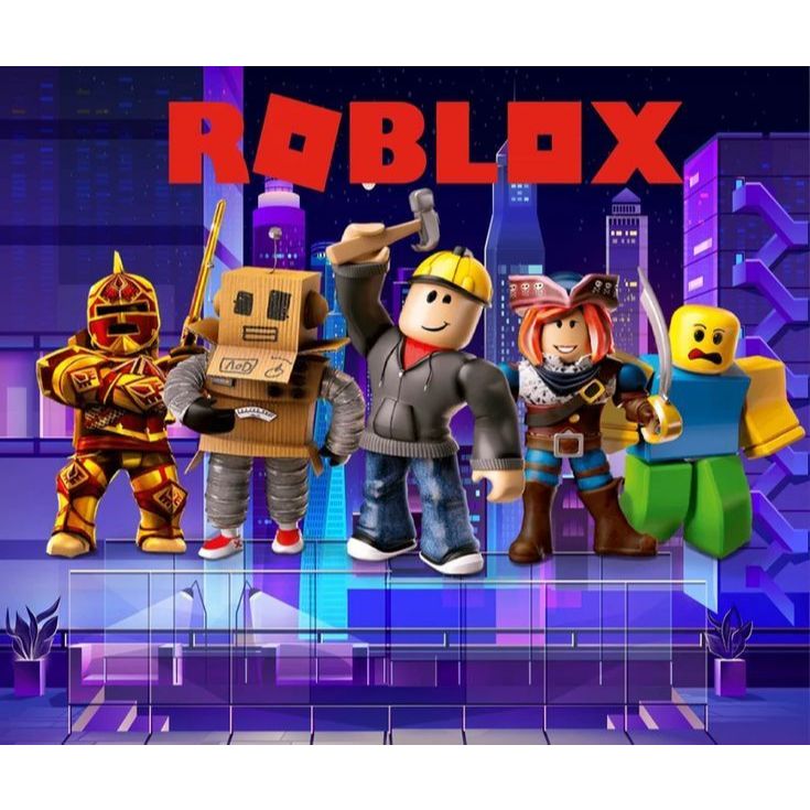 Painel de Festa em Lona 2x2m Personalizado em Lona Fosca - Tema Roblox ...