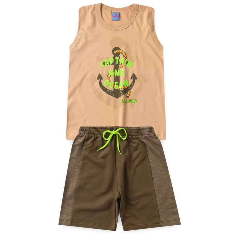 CONJUNTO INFANTIL REGATA CAPTAIN AND OCEAN 2 A 10 ANOS - TRAVA LÍNGUA | Shopee Brasil