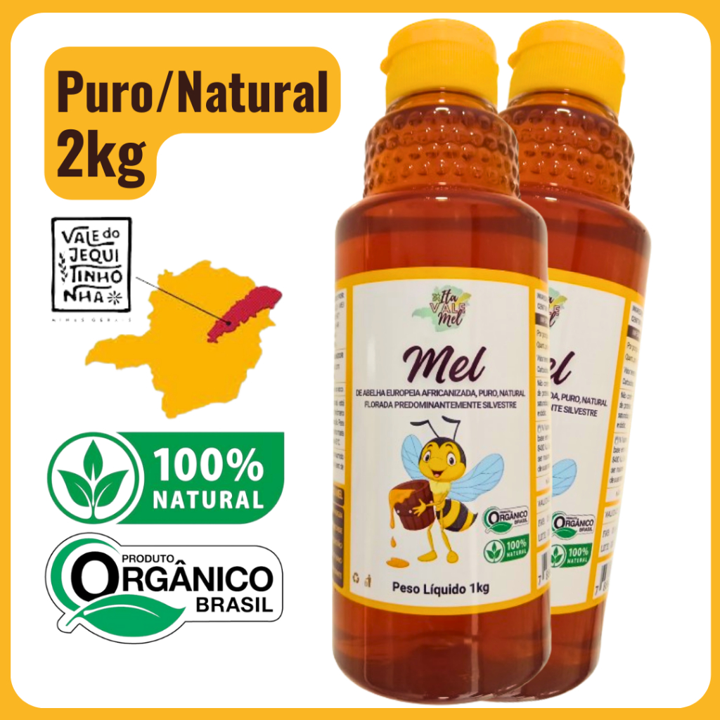 Mel de Abelha 100% Puro Silvestre Orgânico Original Natural 2kg - Vale ...