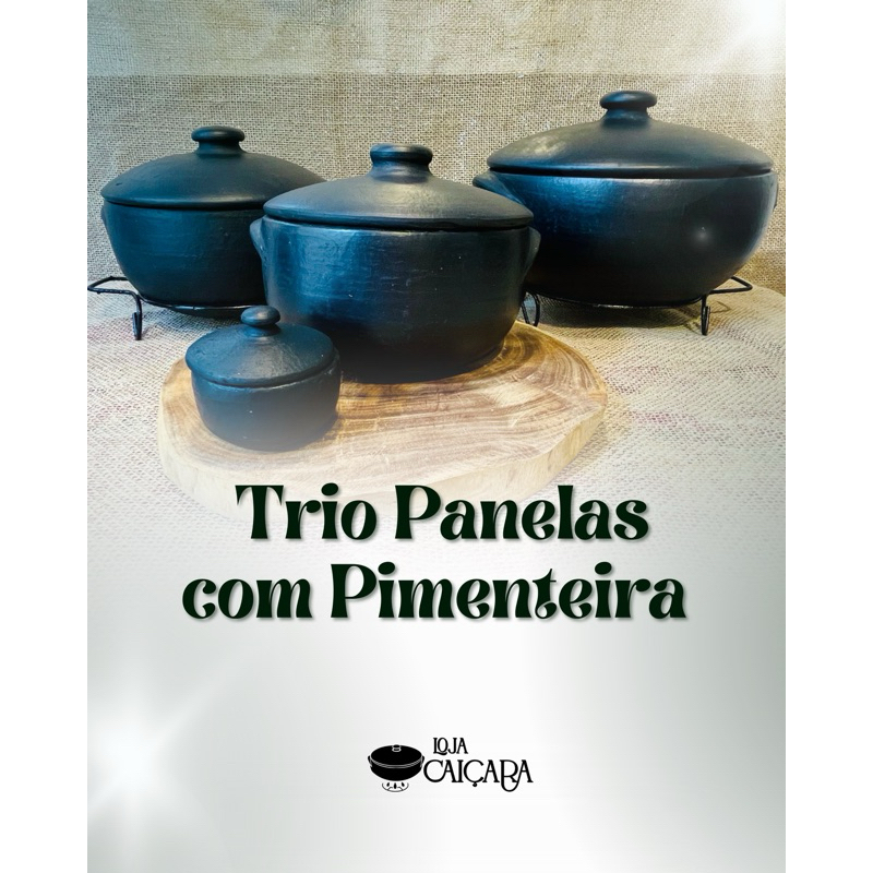 KIT DE 3 PANELAS DE BARRO CAPIXABA - TIPO CAÇAROLA - 1,5 LITROS, 2,5 ...