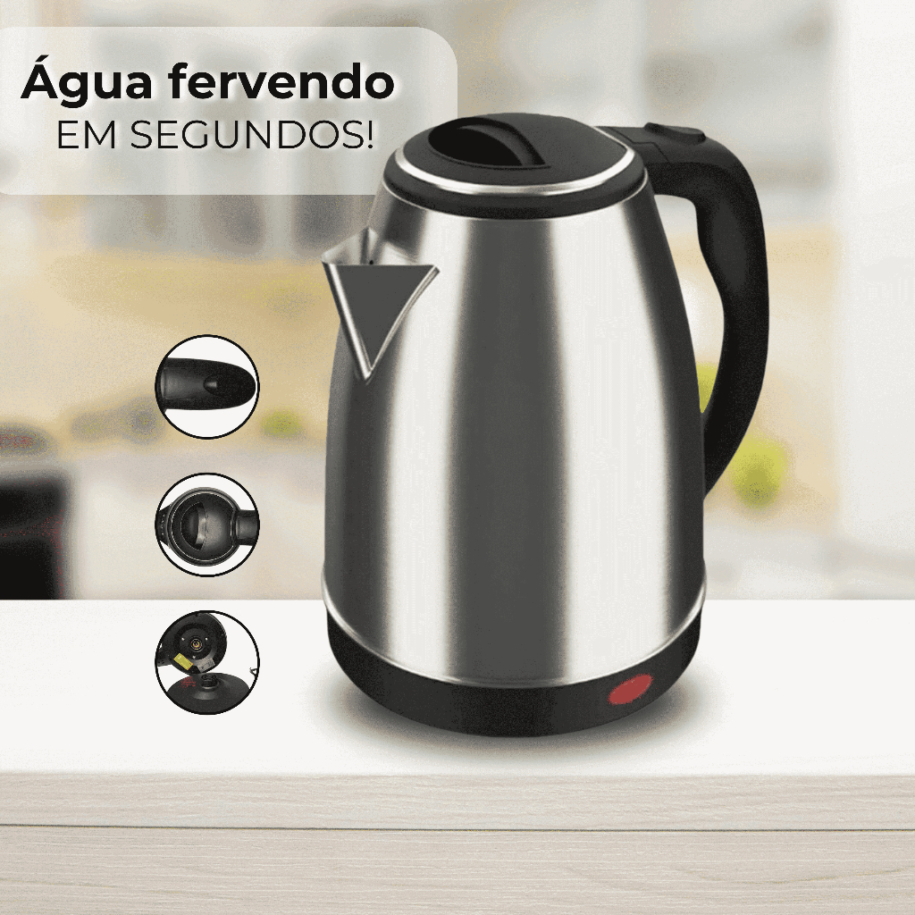 Chaleira Elétrica Original inox 220v Facil e Prática ,Jarra Eletrica 1,8 Litros Potencia de ...