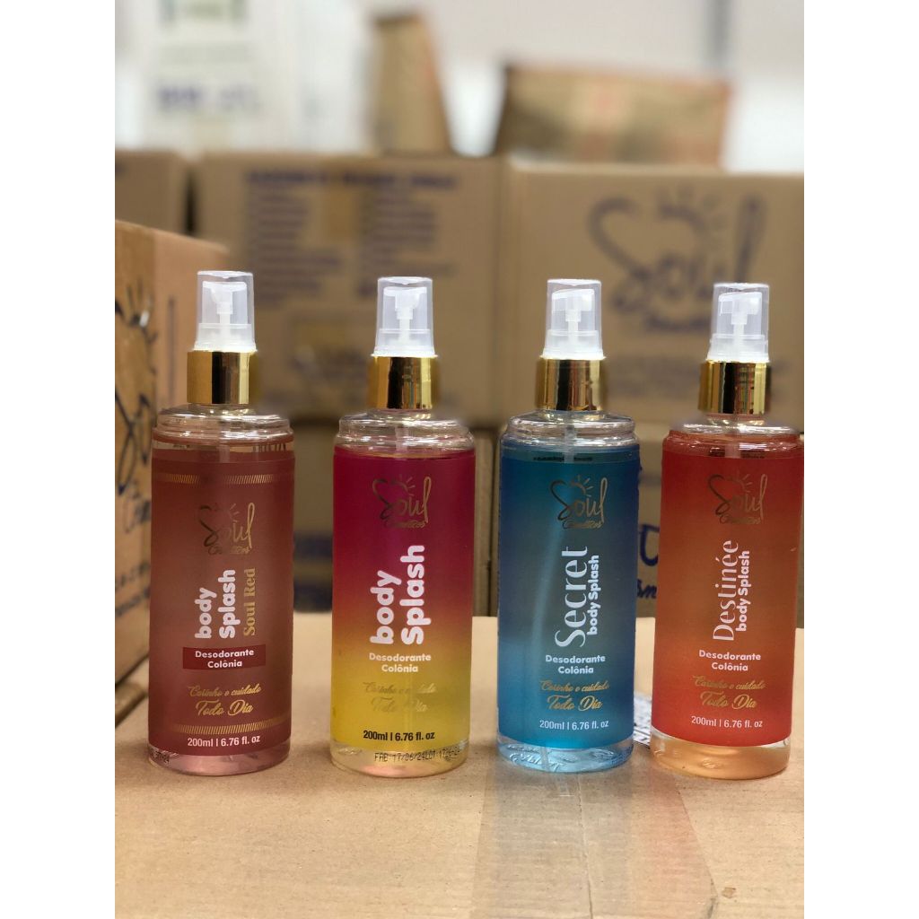Kit com 4 Body Splash Feminino/Masculino Desodorante Colônia Soul Cosméticos 200ml | Shopee Brasil