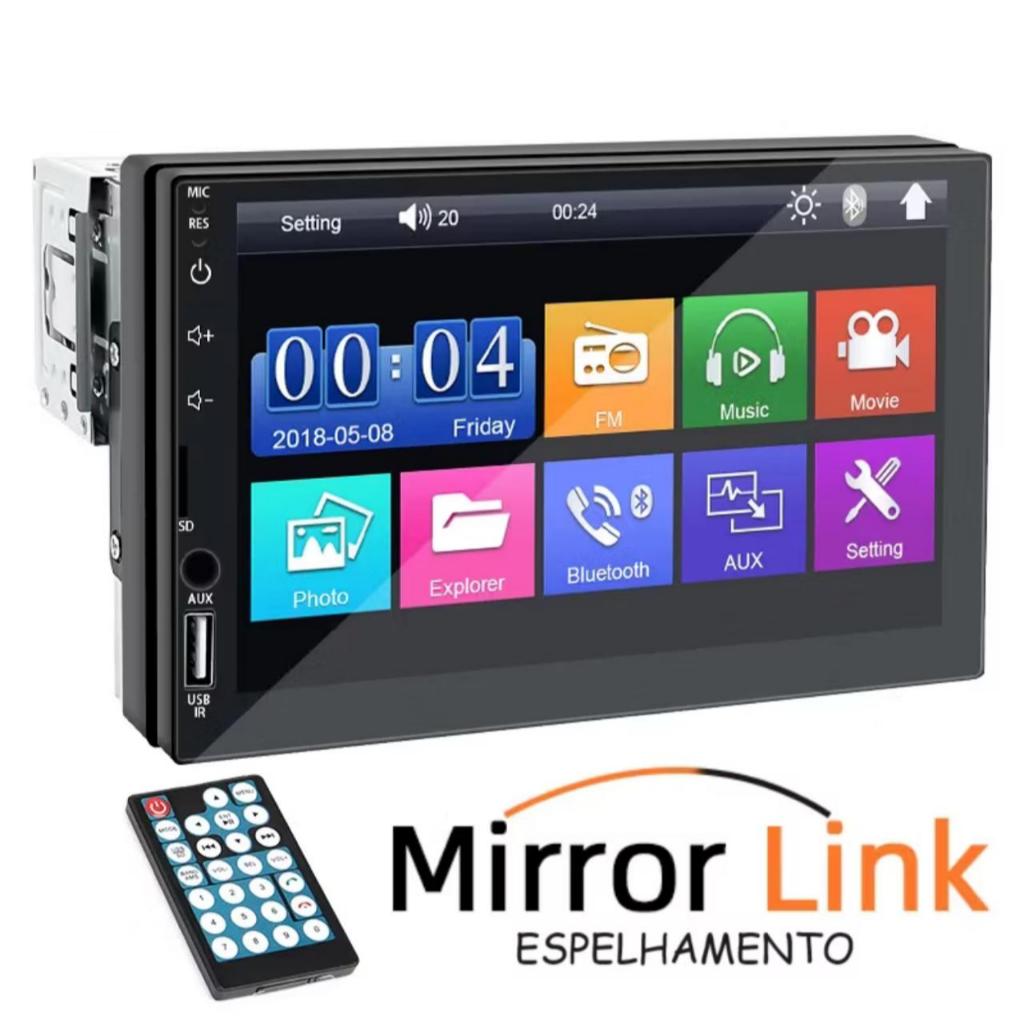 Central Multimídia 1Din Universal 7 Pols, Bluetooth, USB, Espelha o Celular - INVERTIDA | Shopee ...