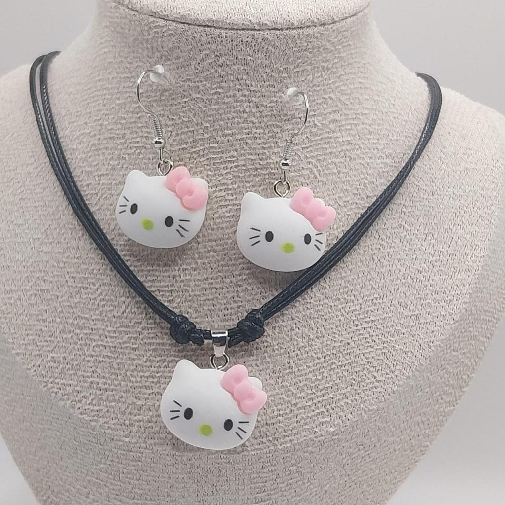 kit Colar e brincos Hello Kitty | Shopee Brasil