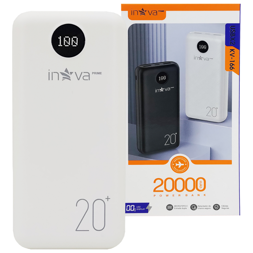 Carregador Portátil Power Bank 20000mah 2 Saídas Universal Original Inova | Shopee Brasil