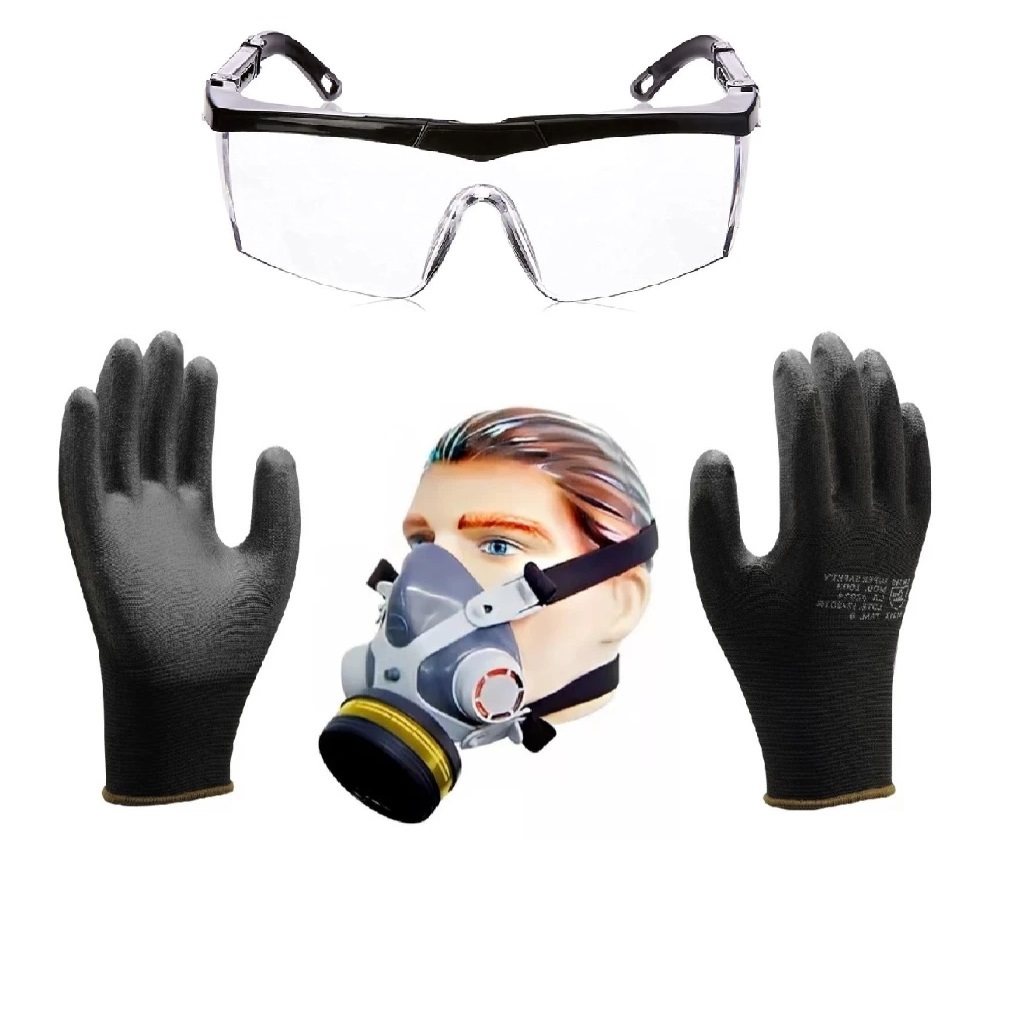 Proteção Epi Máscara Respirador filtro Gases e Vapores + Óculos de ...