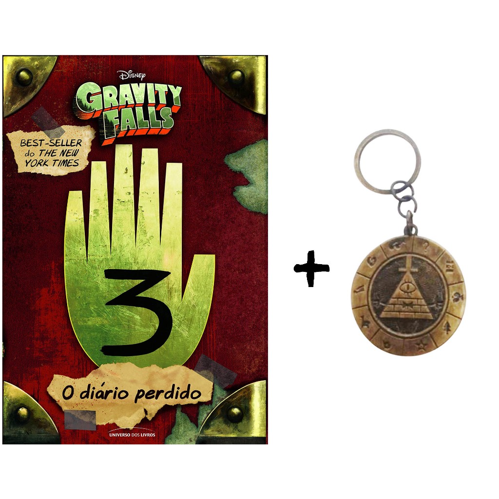 Livro O Diário Perdido de Gravity Falls + Chaveiro Bill Cipher em Metal ...