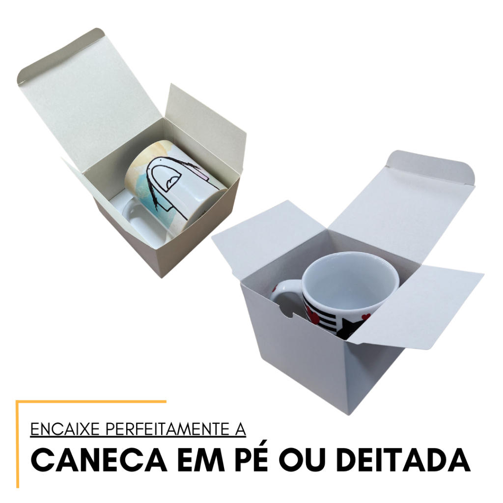 100 Caixinhas Para Canecas Sublimaticas 325 Ml (branca) + 100 Reforços ...