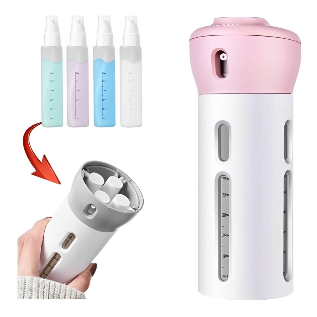 Dispenser Viagem 4 em 1 kit Frasco Para Shampoo Condicionador Protetor ...