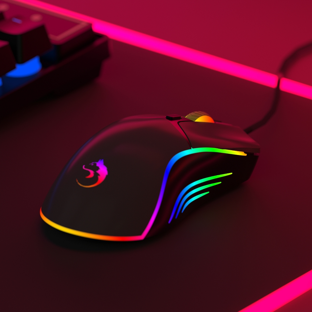 Mouse Gamer Fade LED RGB 8000DPI com Software 7 Botões Programáveis DPI ...