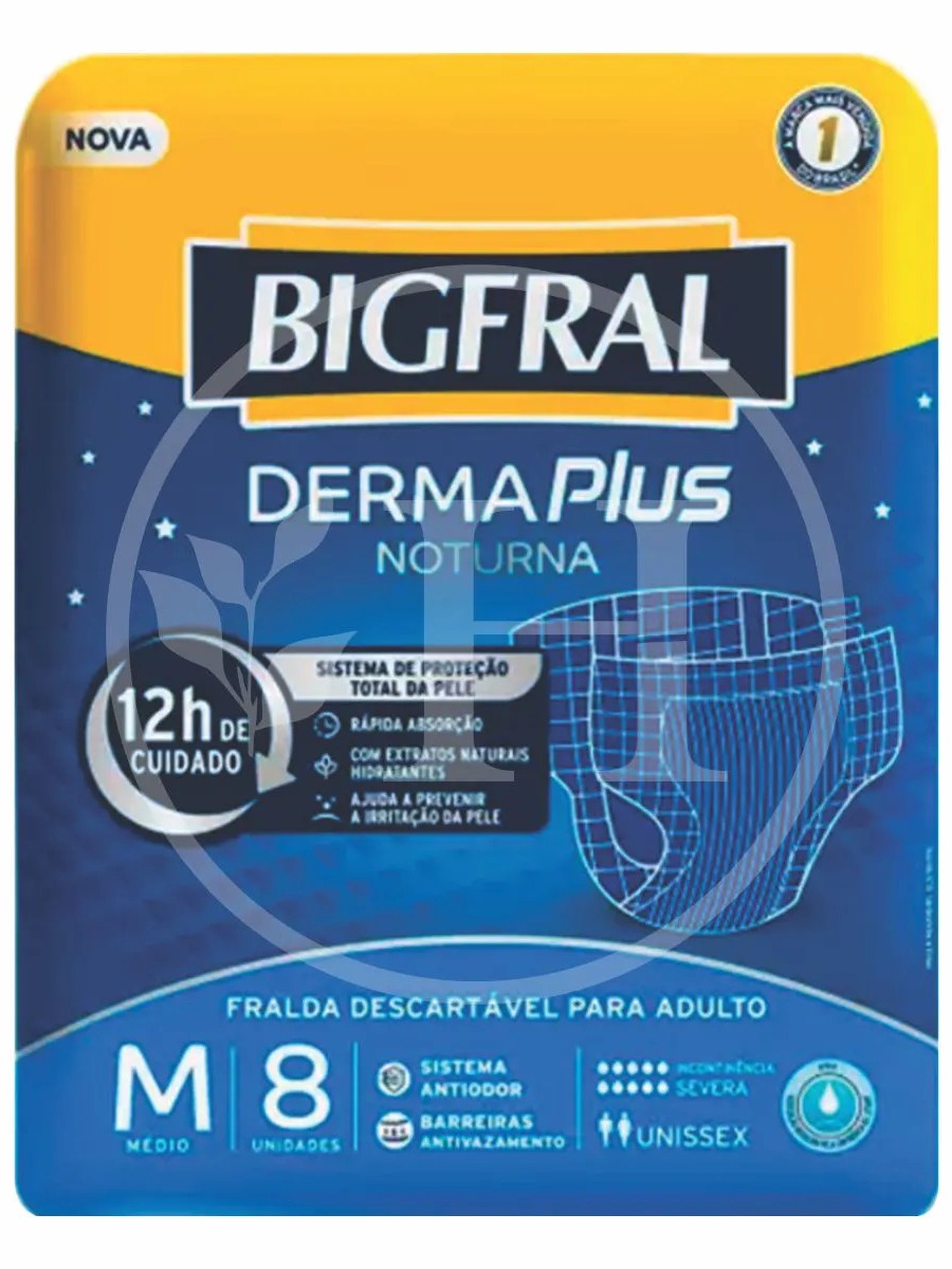 FRALDA BIGFRAL DERMA PLUS NOTURNA M 08UN GERIÁTRICA. | Shopee Brasil