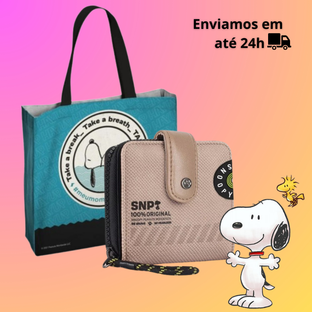KIT Sacola Retornável + Carteira | Snoopy | Shopee Brasil