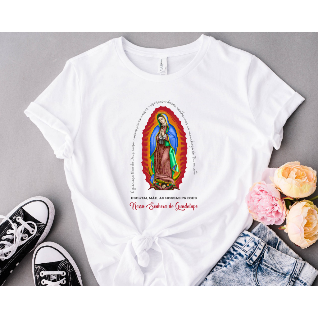 Blusa T-shirt Feminina Nossa Senhora de Guadalupe | Shopee Brasil