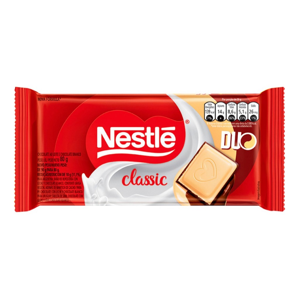 Chocolate Nestlé Classic Duo tablete 80g | Shopee Brasil