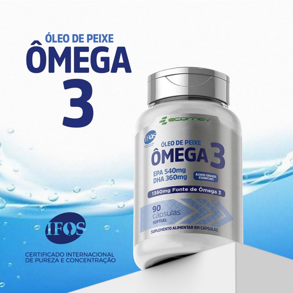 Omega 3 1360mg EPA DHA Selo Ifos Certificado Internacional de Pureza ...