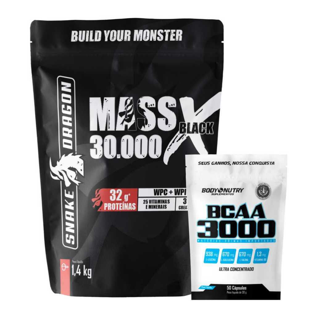 Hipercalórico Mass 30000 1,4kg + BCAA 3000 50 Caps | Shopee Brasil