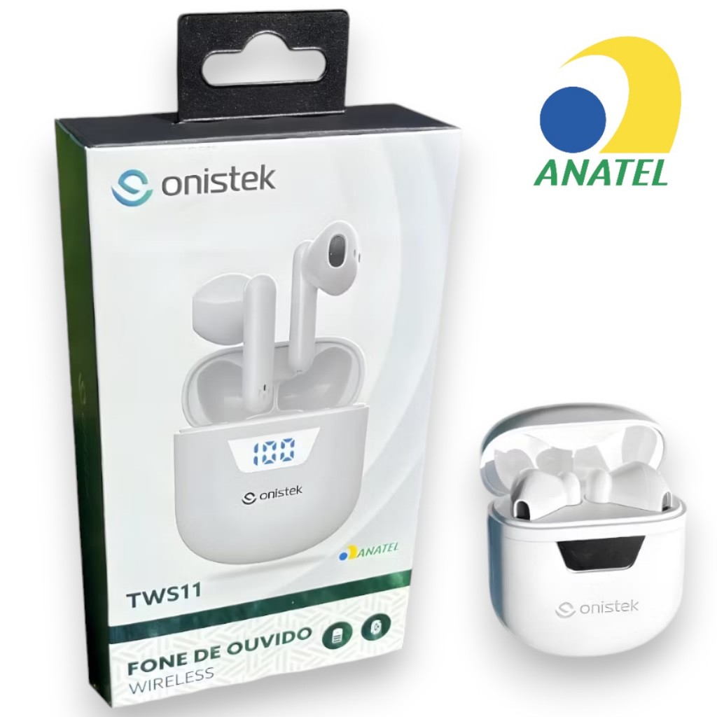 Fone de Ouvido Onistek TWS11 Bluetooth 5.3 Branco com Visor Digital – Qualidade e Conforto Sem ...