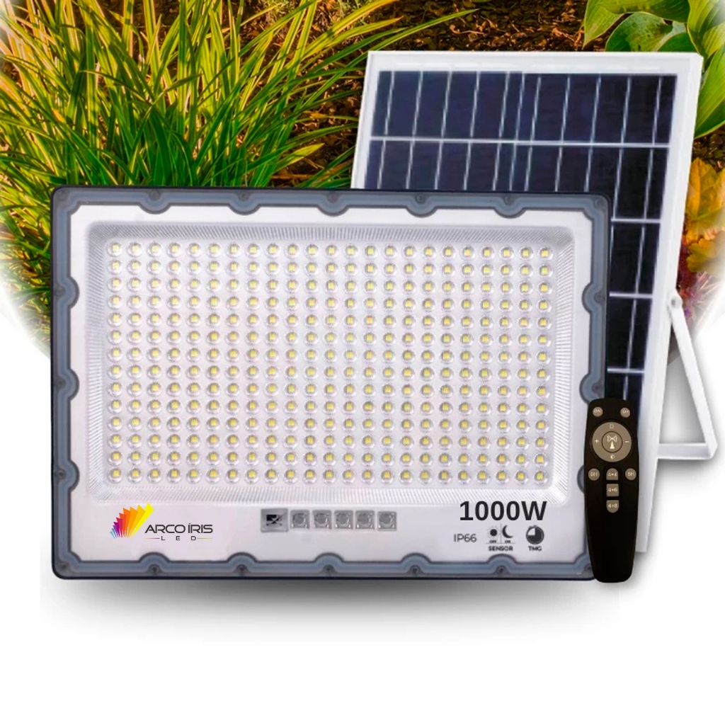Holofote Solar Refletor Led 1000w Prova D'àgua C/placa Solar | Shopee ...